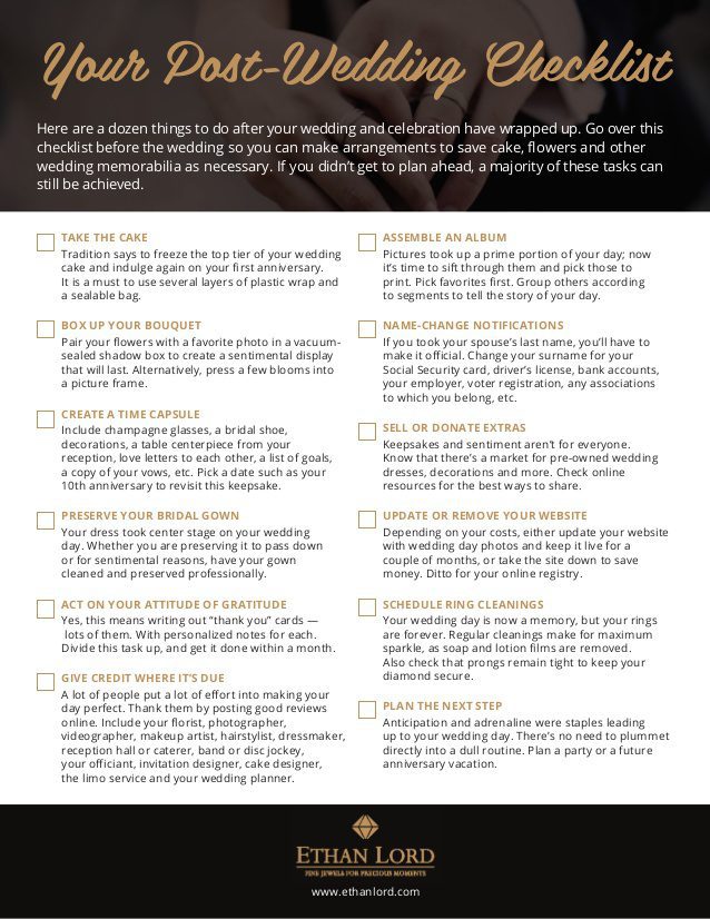 Post Wedding Checklist | The Wedding Guide UK